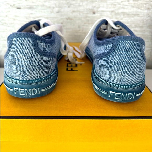 Fendi | Shoes | Fendi Denim Logo Rose Embroidered Womens Domino Low Top Sneakers Us 9eu 39 ...